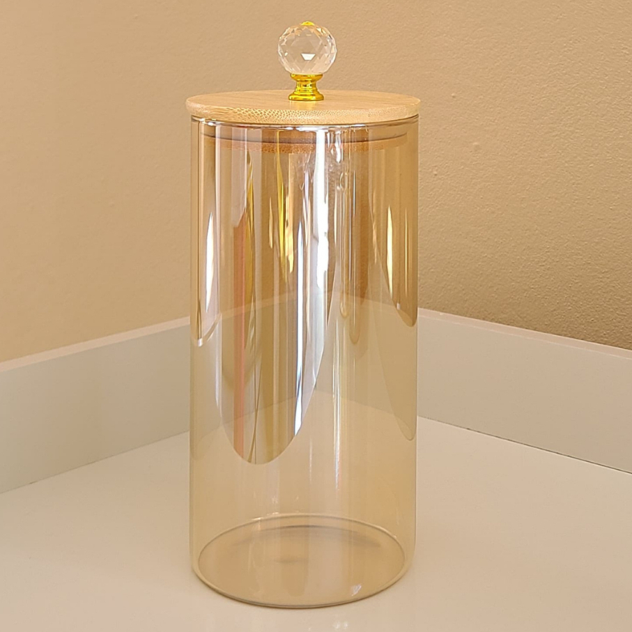 Porta Mantimento de Vidro Liso ÂMBAR CRISTAL LISO pote hermético 1300ML ...