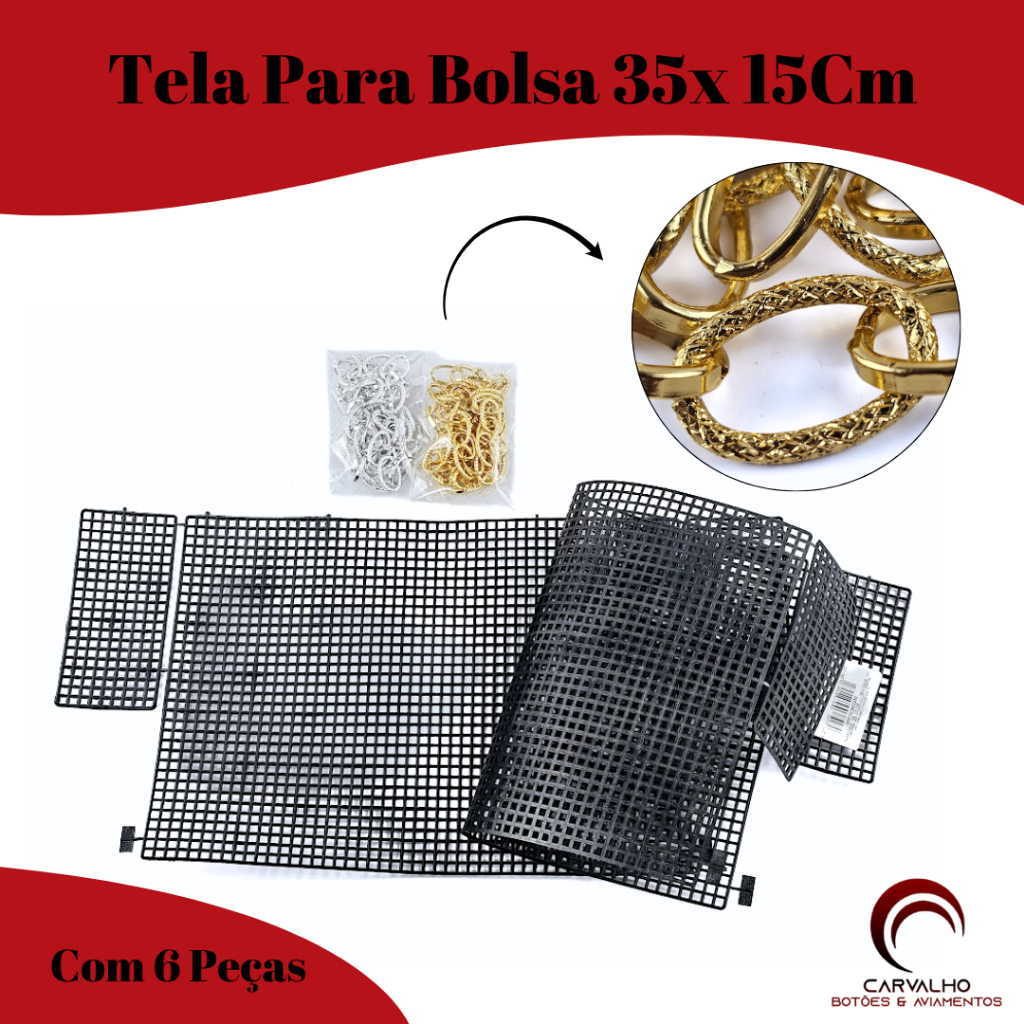 Tela Para Bordar Bolsa 35x15 Com Acessorios - Tela Preta Para Estruturar Bolsar Malha Chenille ...