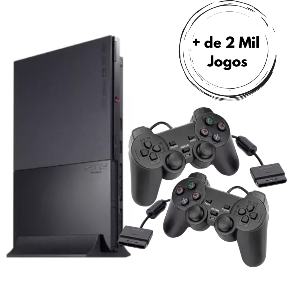 PlayStation 2 Ps2 Com OPL Com 2000 Jogos Play2 Usado + 2 Controles ...