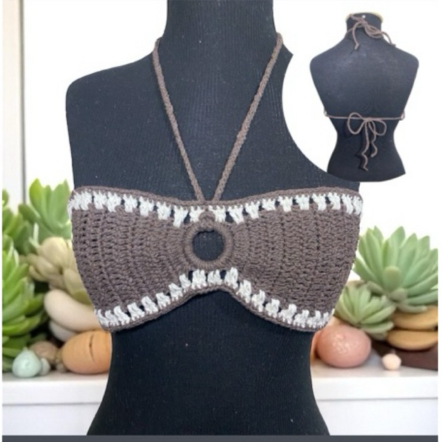 Top Cropped de Crochê 2 Formas de usar,Decote em Argola Tomara Que caia ...