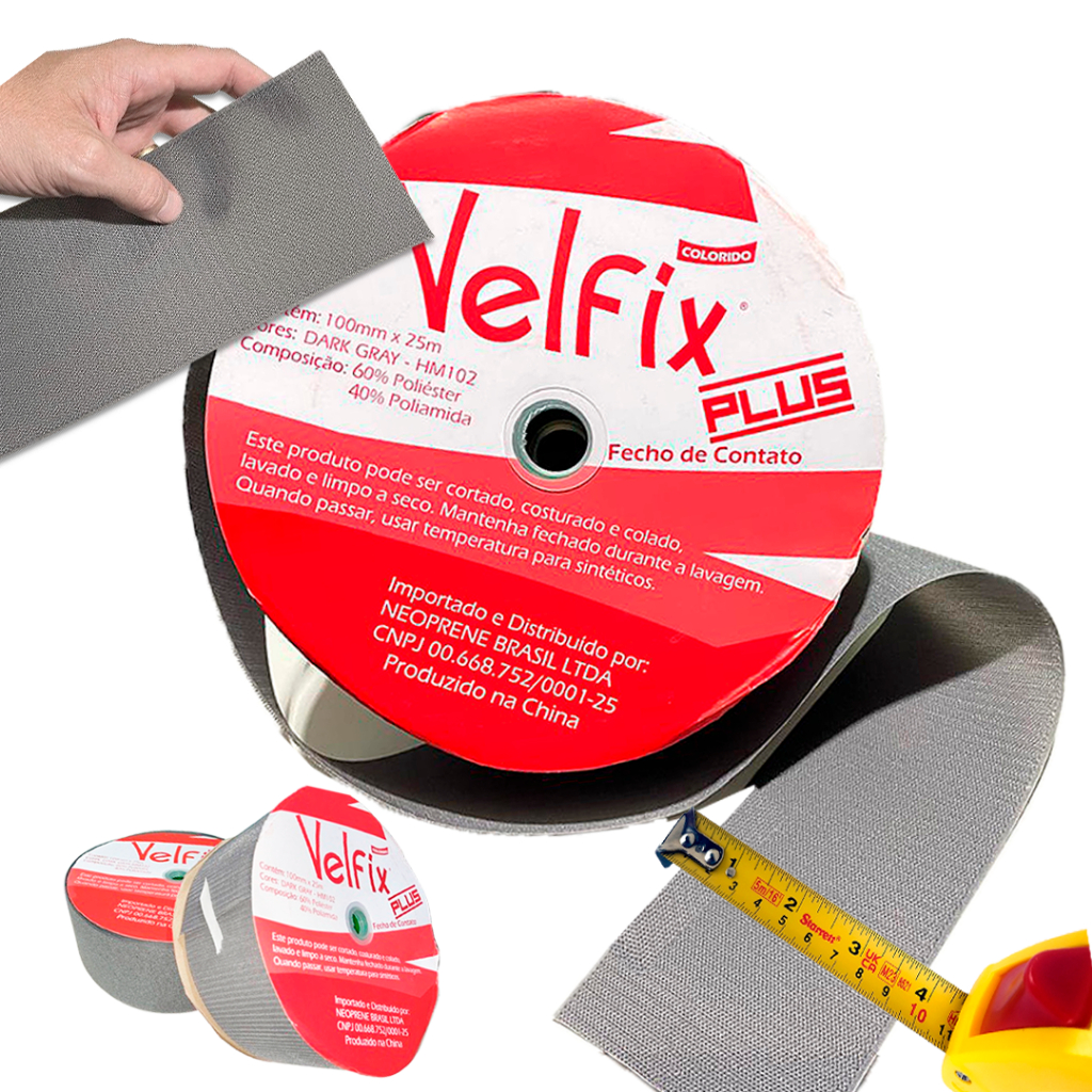 FECHO DE CONTATO VELFIX CINZA 100MM | Shopee Brasil