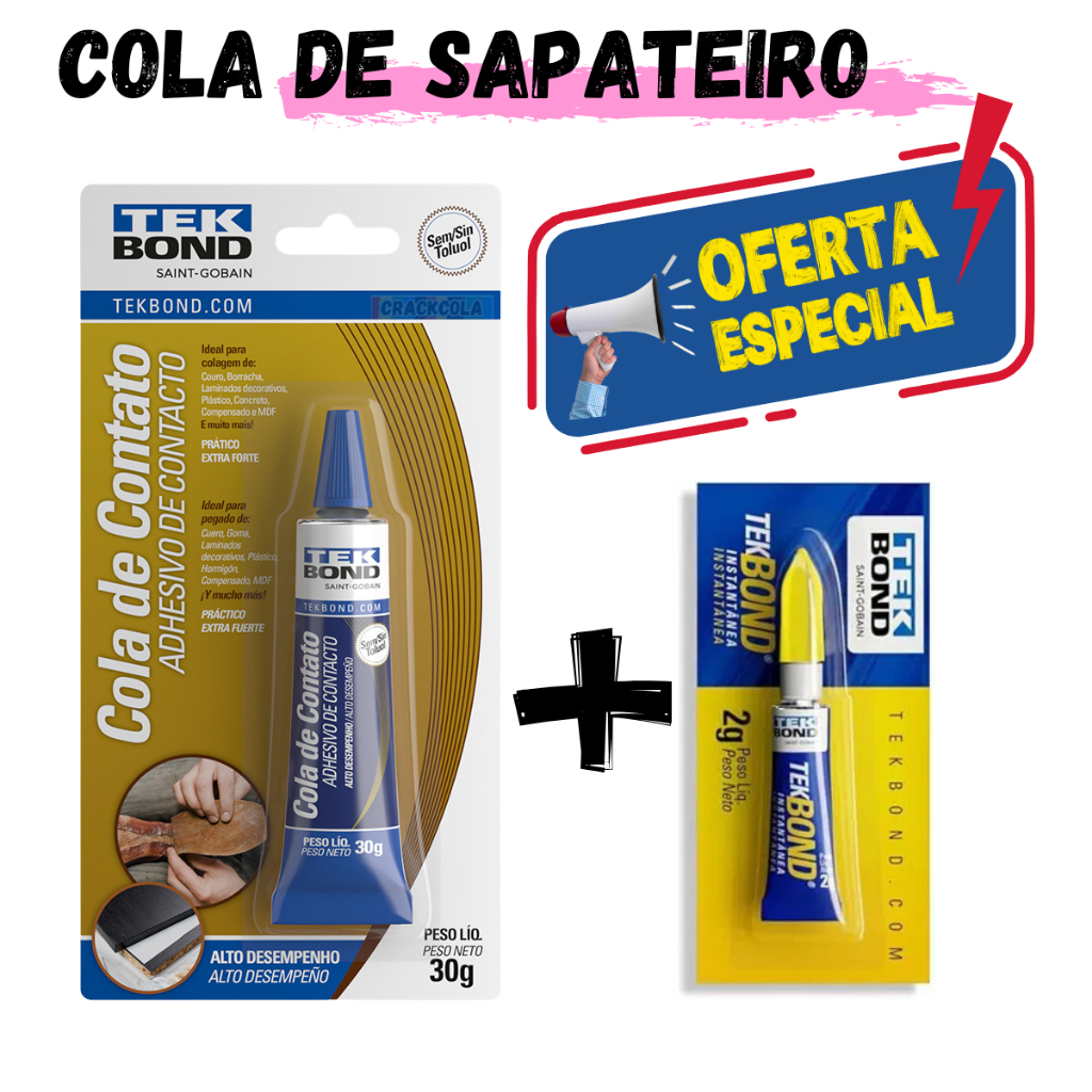 Cola de Contato Sapateiro 30g + Instantânea 2g Multiuso para Madeira ...