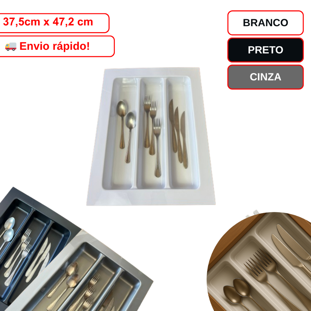 Divisor De Talher Og-47 Branco Cinza Preto 375 X 472mm Moldplast Porta Talher Organizador ...