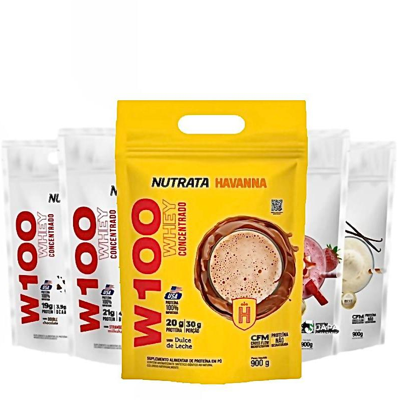 W100 Whey Concentrado Refil 900g TODOS OS SABORES Whey Protein Pouch Nutrata | Shopee Brasil