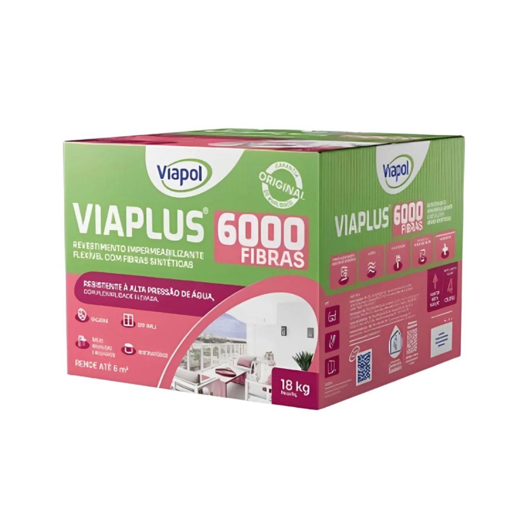 Viaplus 6000 Fibras Flexivel Impermeabilizante Viapol 18kg | Shopee Brasil