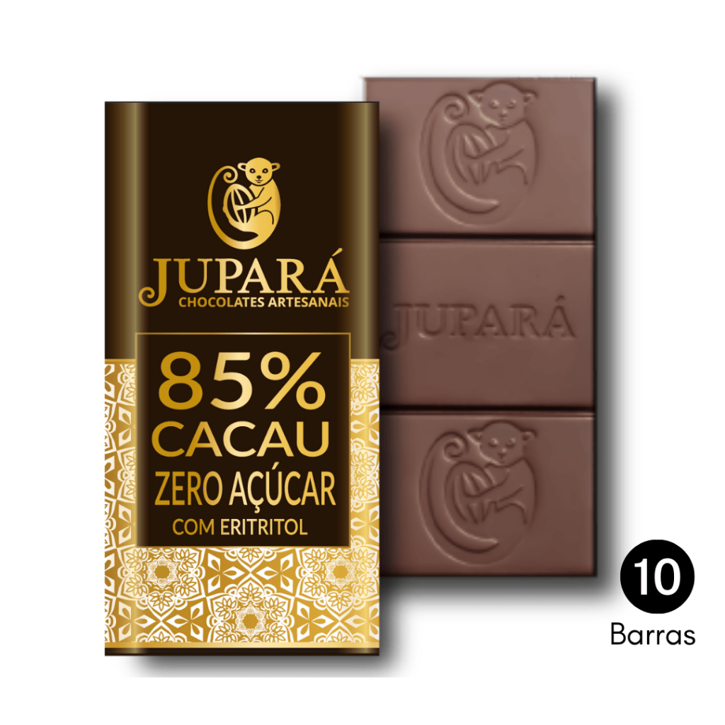 10 barras de chocolate 85% cacau zero açúcar, sem lactose- 20g | Shopee ...