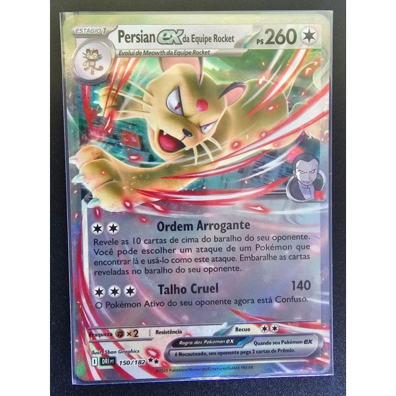 Carta Pokémon Persian Ex da equipe Rocket 150/182 Rivais predestinados ...