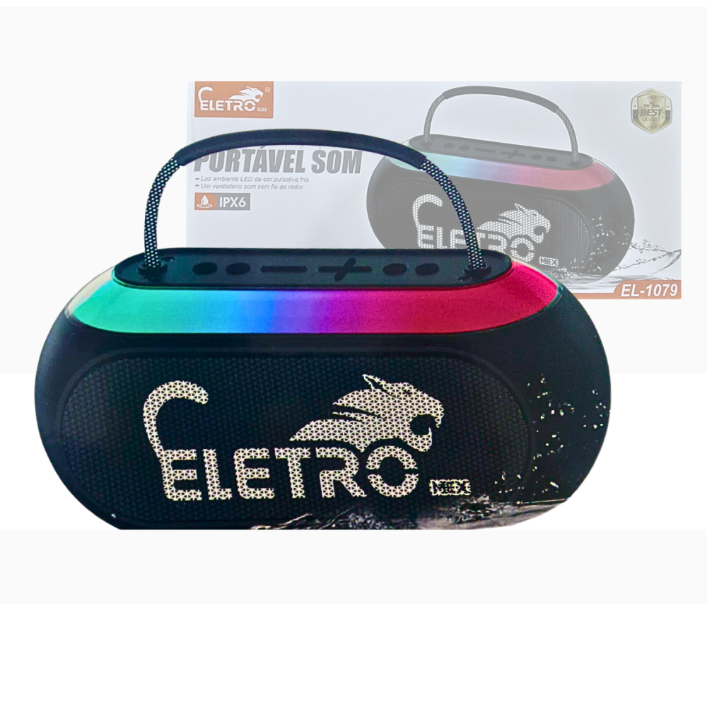 Caixa de Som Bluetooth Portátil À Prova D'agua 50W LED RGB TWS Eletromex EL-1079 | Shopee Brasil