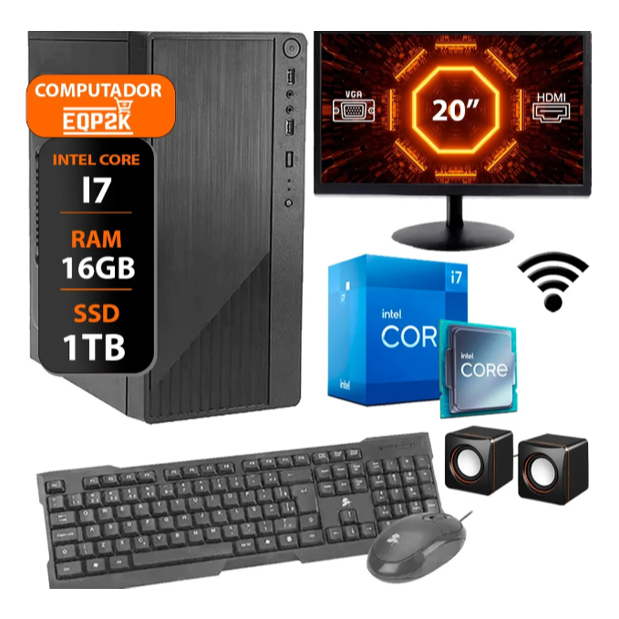 Computador Intel I7 4°ger. 16gb Ssd 1tb Monitor 20 Completo | Shopee Brasil