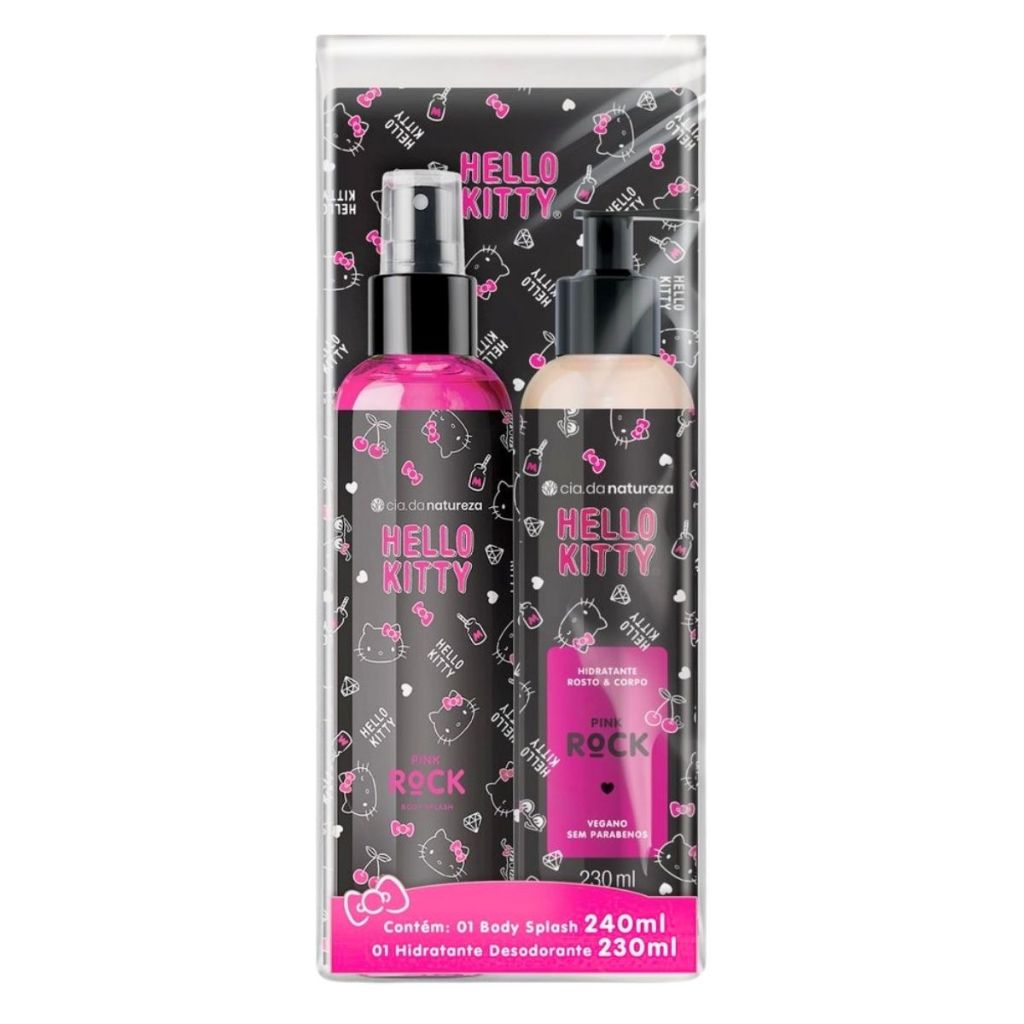 Kit Hello Kitty Body Splash + Hidratante Pink Rock - Cia da Natureza | Shopee Brasil