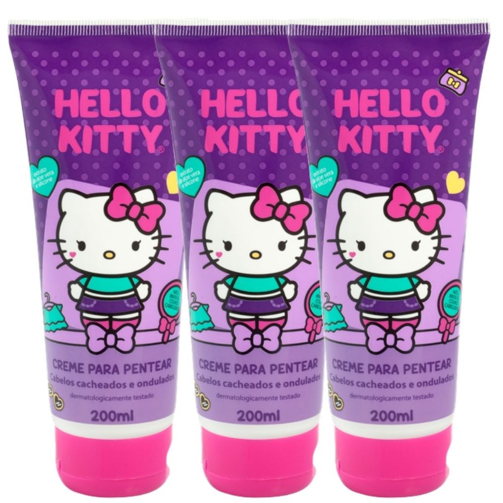 Kit 3 Creme Para Pentear Hello Kitty 200ml - Cia Da Natureza | Shopee Brasil