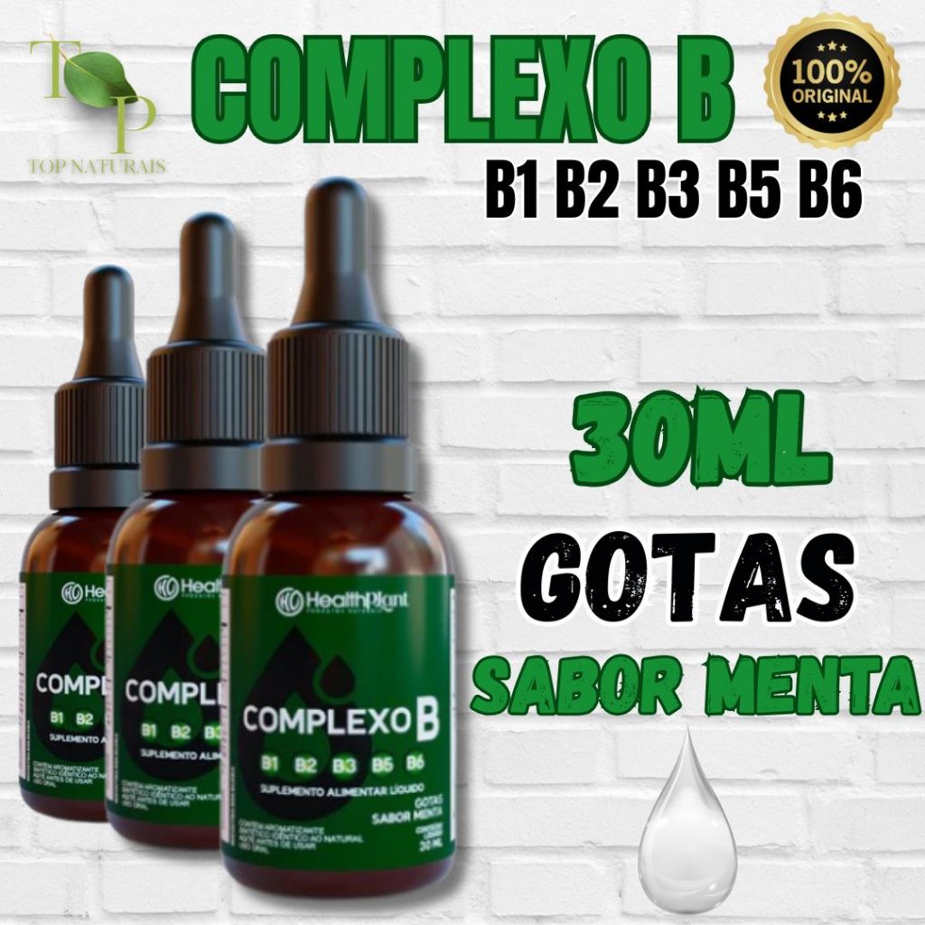 VITAMINAS DO COMPLEXO B EM GOTA 30ml | SABOR MENTA | B1 B2 B3 B5 B6 | Shopee Brasil