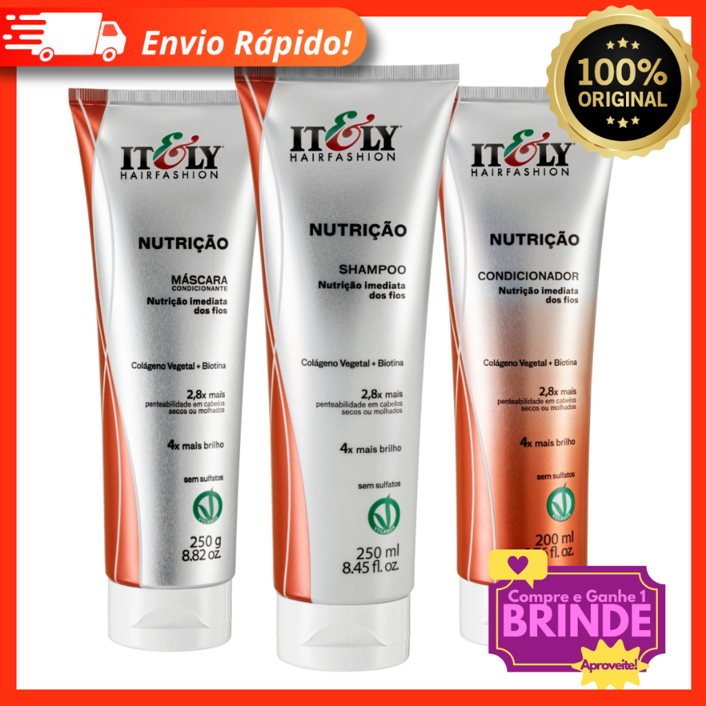 Kit Itely Sem Sulfatos Nutrição Shampoo + Máscara e Ganhe 1 ...