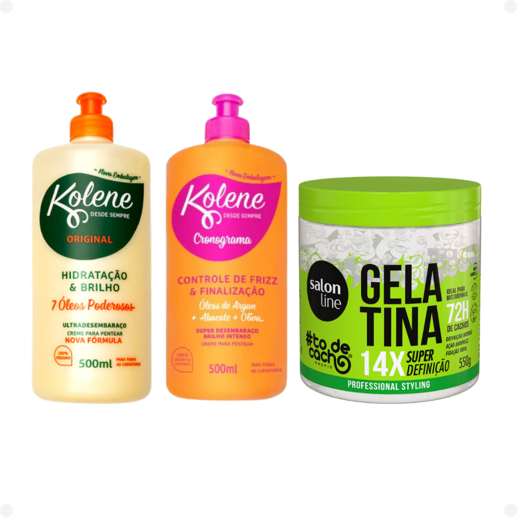 Kit Kolene Cronograma 500 ml+Creme Kolene Original 500 ml+ Gelatina ...