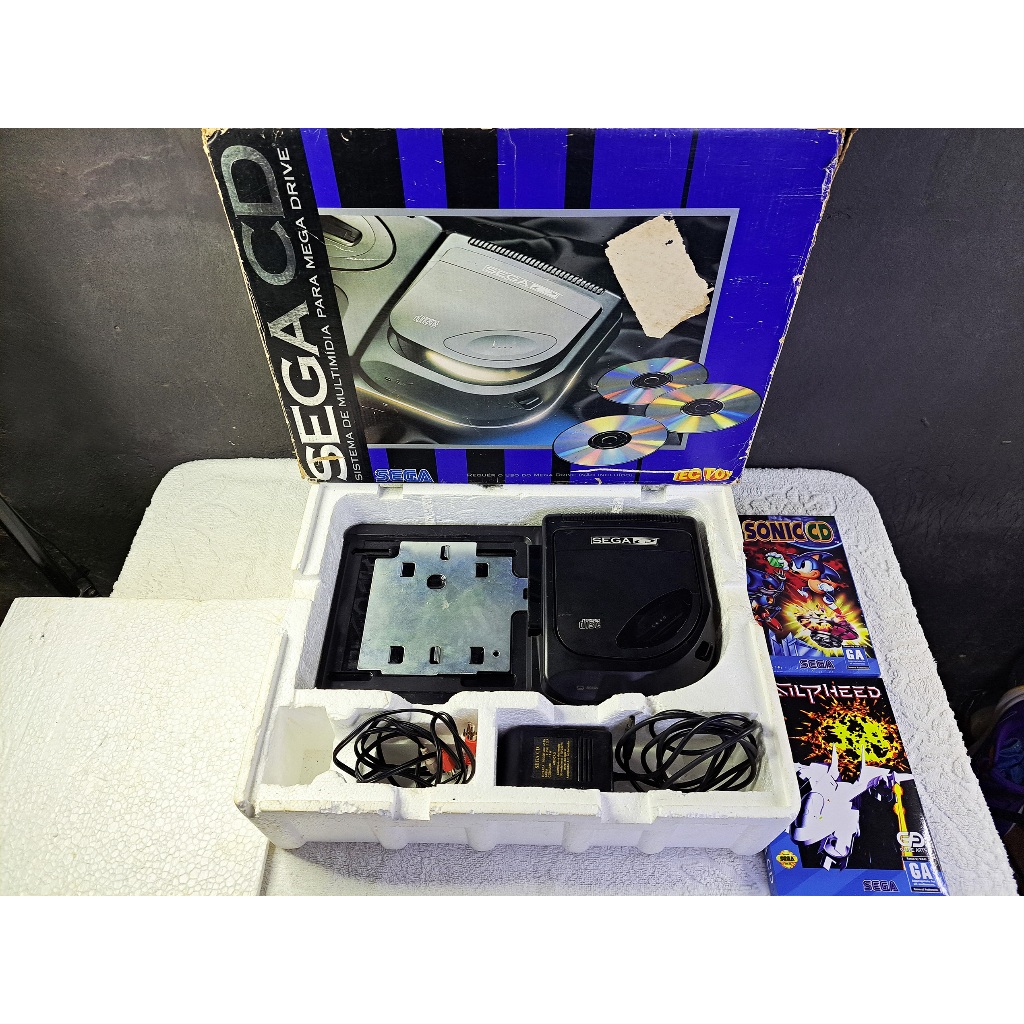 Console Sega Cd Tectoy na caixa. Com Tomcat Alley Original, + Sonic Cd e Silpheed Prensados ...