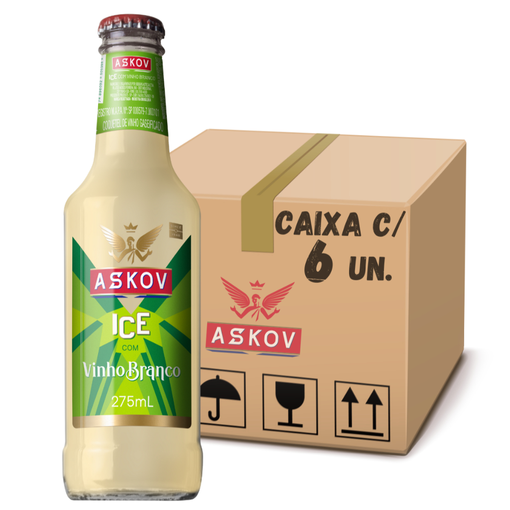 BEBIDA ASKOV ICE COM VINHO BRANCO LONG NECK CAIXA COM 6 UN DE 275ML ...