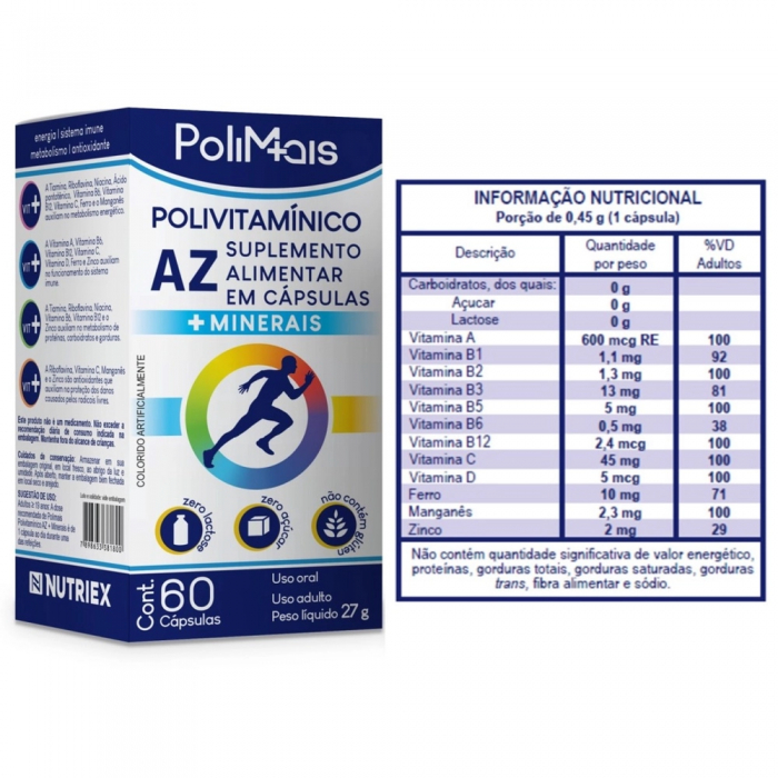 POLIMAIS POLIVITAMíNICO A/Z C/60 CáPSULAS | Shopee Brasil