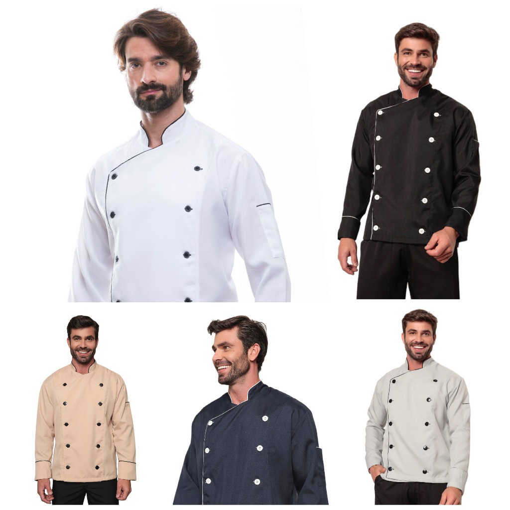 Dolma Chef Masculina Oxford Manga Longa Torino Várias Cores | Shopee Brasil