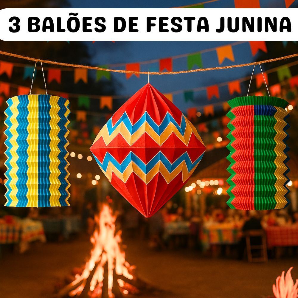 Kit Decoração Festa Junina 3 Balões Colmeia Redondo, Sanfonado E ...