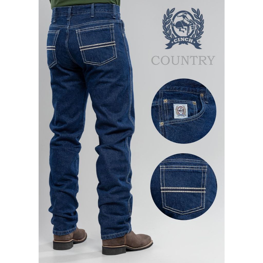 Calça Country Balão CLINCH Texas Farm Peão100% Algodão Jeans Grosso ...
