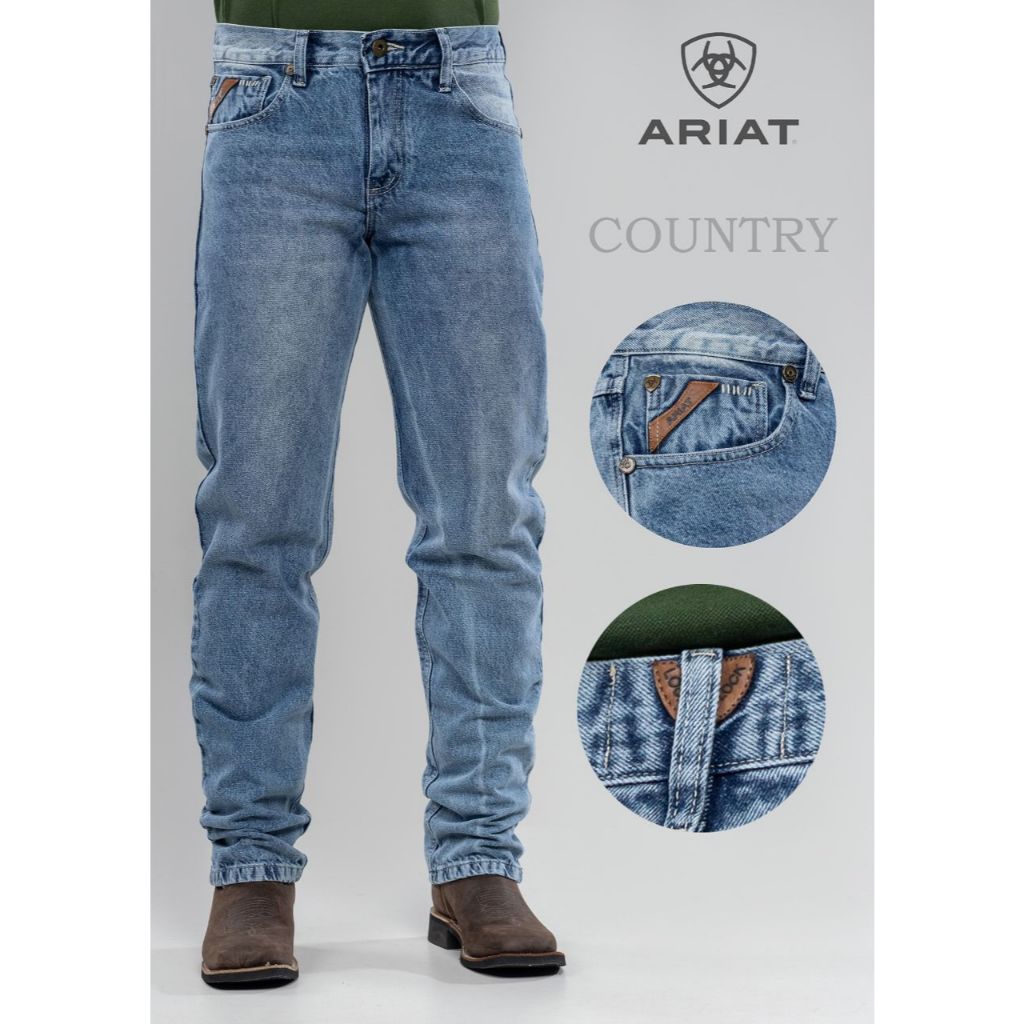 Calça Ariat Modelo Americano Country Balão Texas Farm Peão Jeans Grosso ...