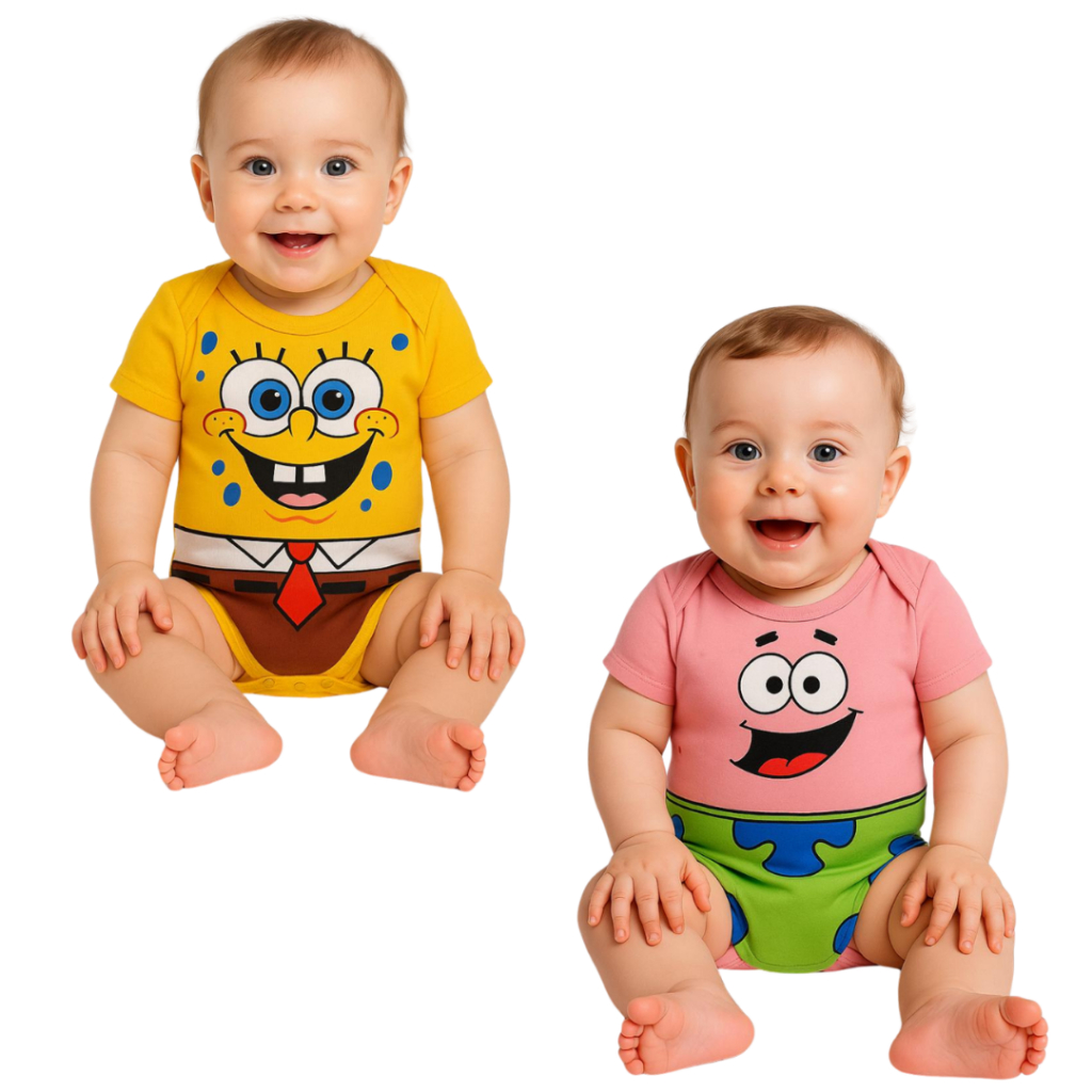 Body Bebe Bob Esponja Patrick Macacao Tematico Infantil Personagens ...