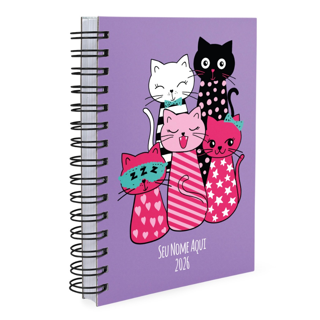 Agenda Capa Dura 2026 Personalizada Pets Gatinhos Roxa | Shopee Brasil
