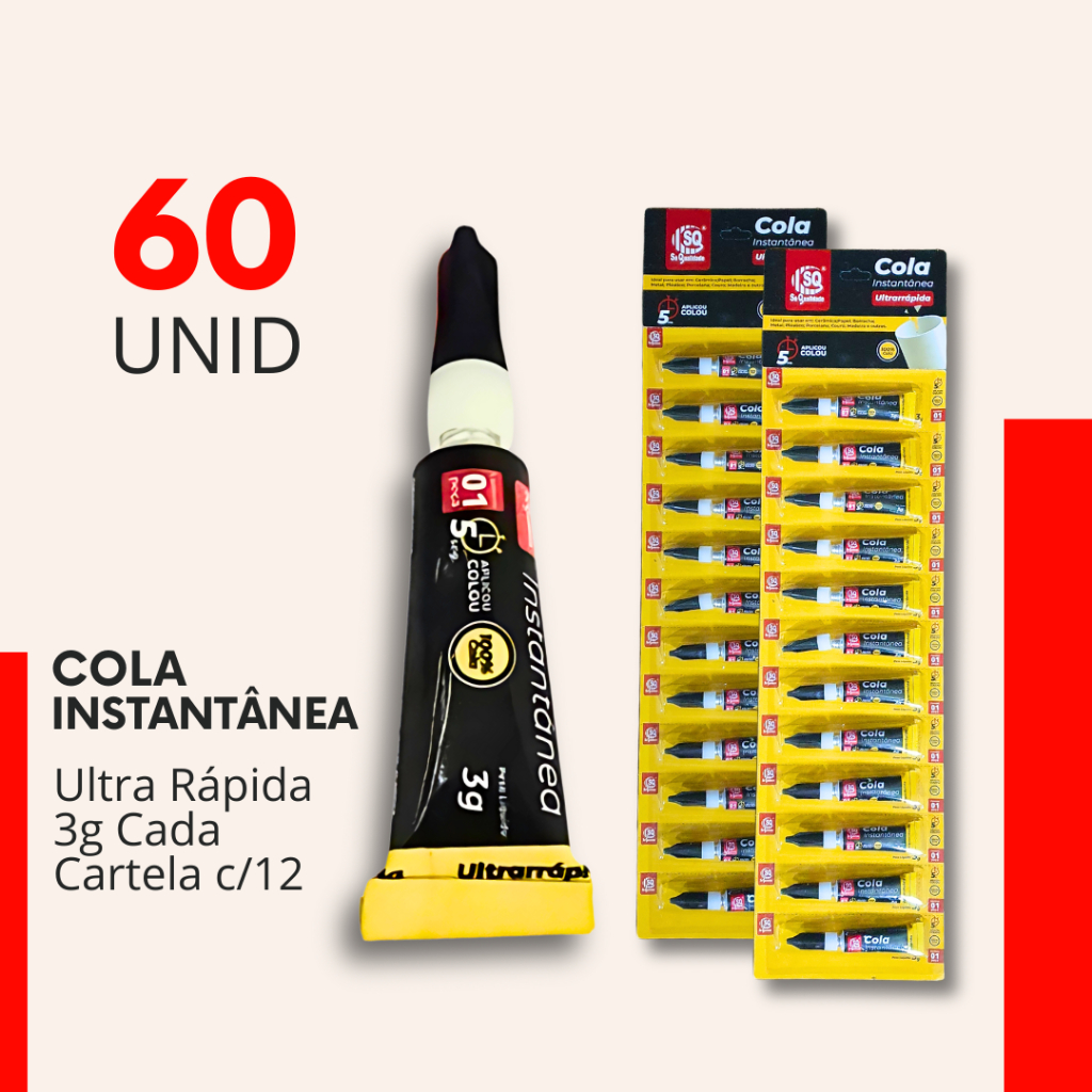 Kit 60- Cola Instantanea Secagem Ultra Rápida Tipo S Bonder | Shopee Brasil