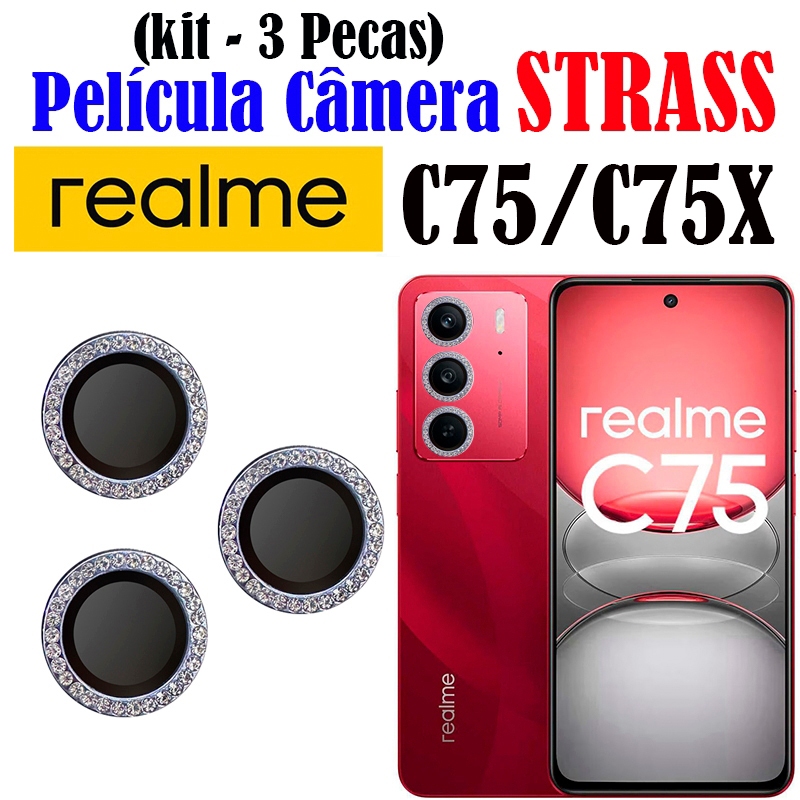 Kit (3 Pecass)Película Câmera STRASS C75/C75X Realme Protetor Da Lente ...