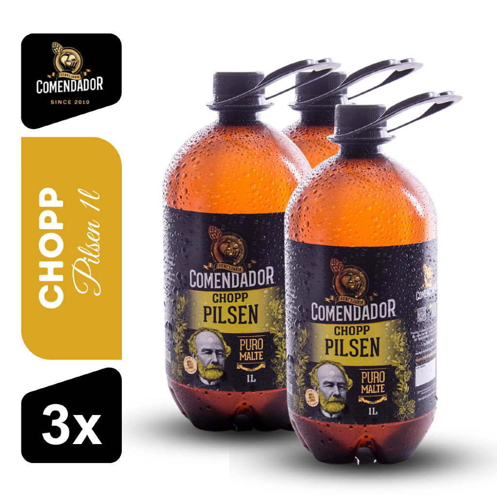 Chopp Comendador Pilsen 1 Litro (3un) | Shopee Brasil