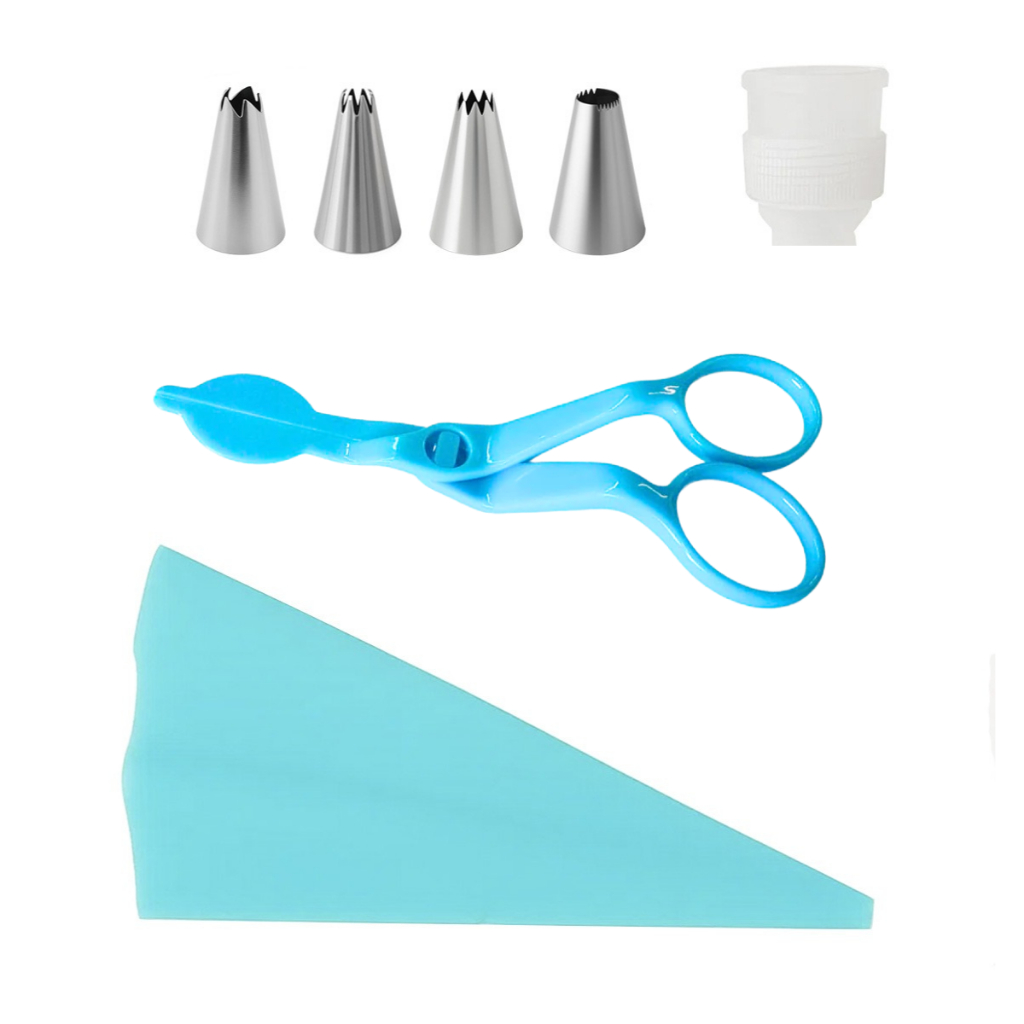 Kit Saco de Confeitar com Bicos Inox, Conector e Tesoura de Plástico ...