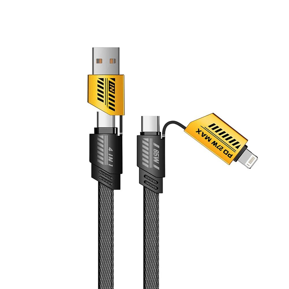 Cabo Turbo Tipo C USB 4 em 1 Turbo 65W/PD 27W Cabeça de Metal Revestida ...