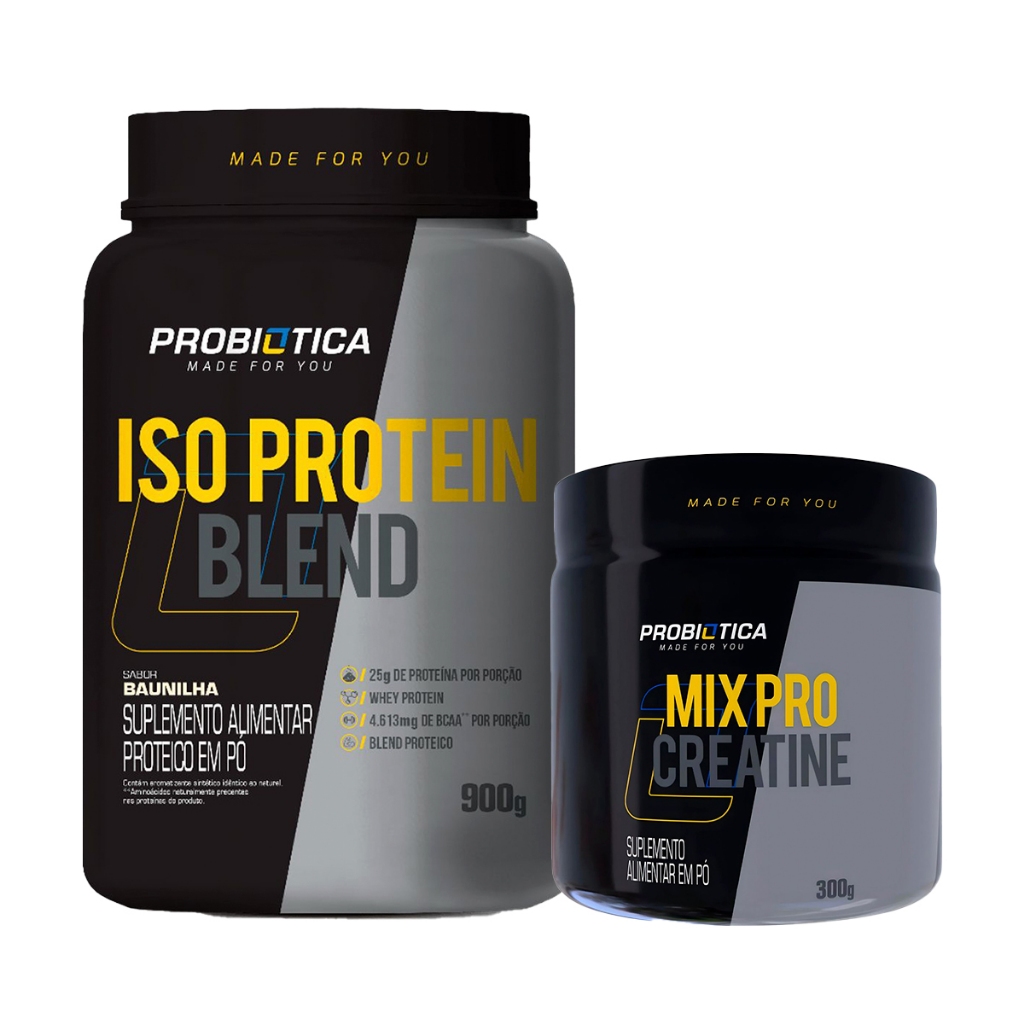Kit Suplementos Iso Protein Blend 900g + Creatina Mix Pro - Probiótica ...