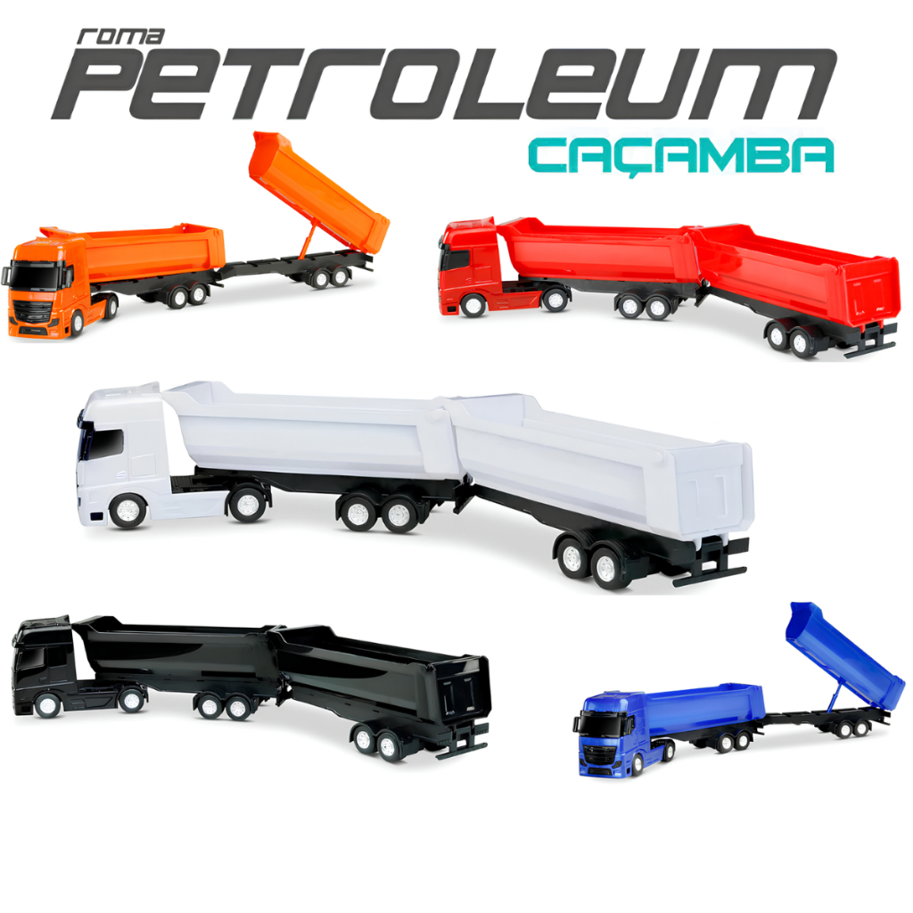 Caminhão Caçamba Basculante Petroleum Bitrem 1/43 Roma Brinquedos De ...