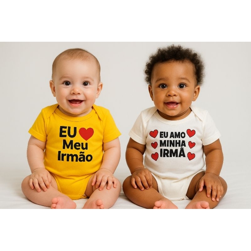 Body Bebê Amo Irmã(o)s –Manga Curta, Suedine 100% Algodão | Shopee Brasil