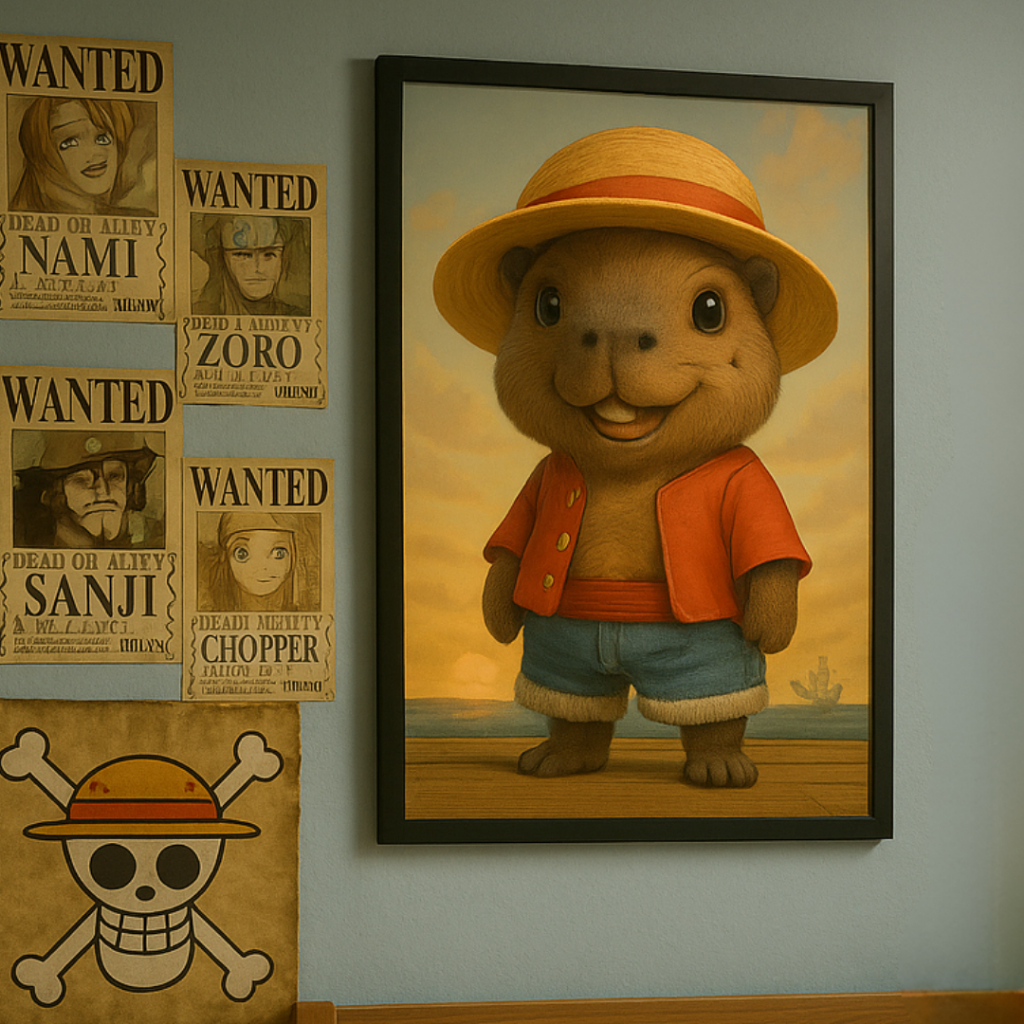 Quadro One Piece Capivara | Coleção Capipiece Chibi Realista ...