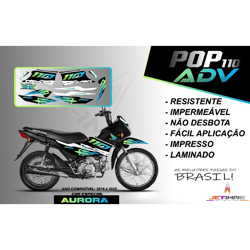 KIT FAIXAS POP 110 ADV 2016 a 2025 (MEDIDAS PERFEITA) | Shopee Brasil