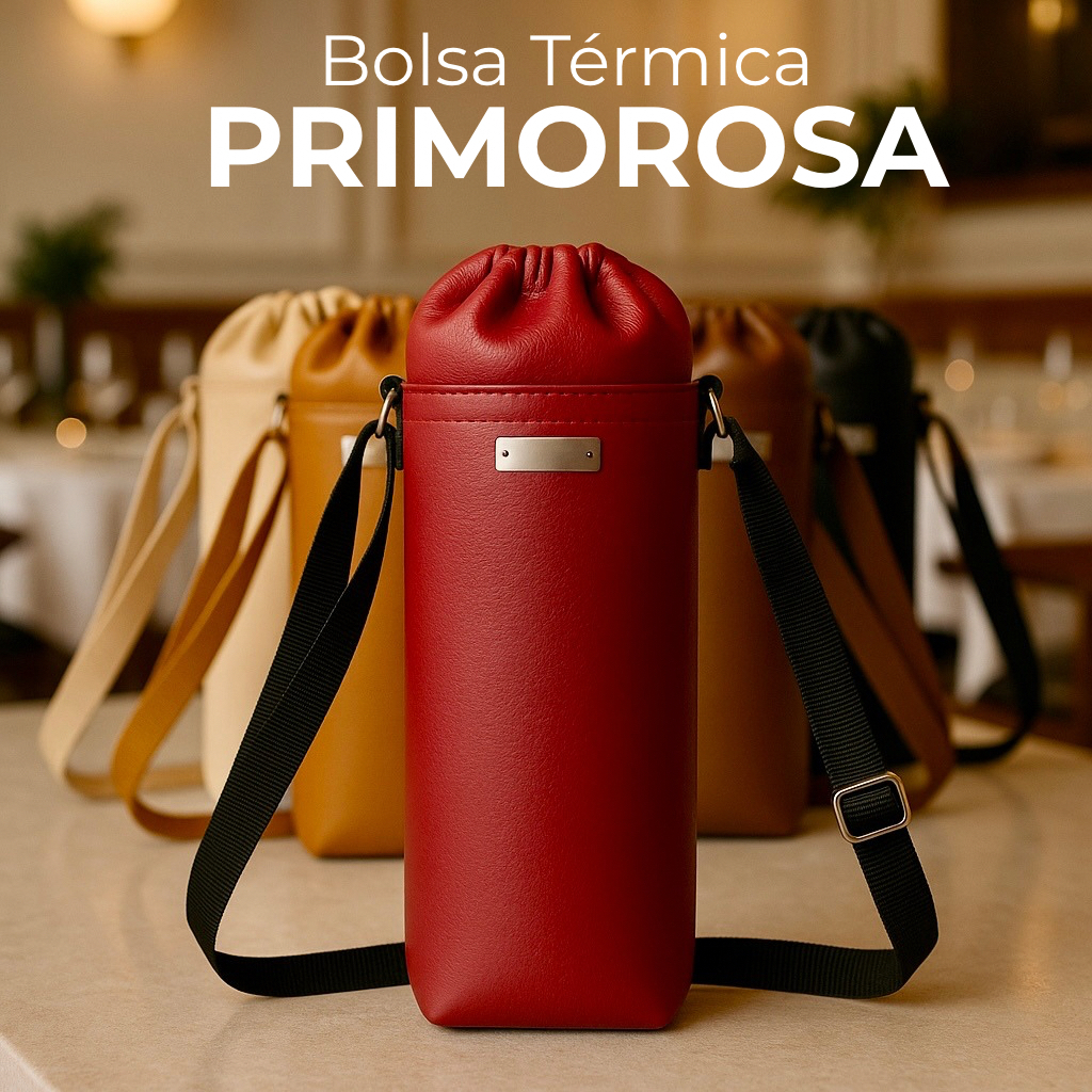 Bolsa Térmica PRIMOROSA em Courvin para Garrafa com Forro e Alça ...