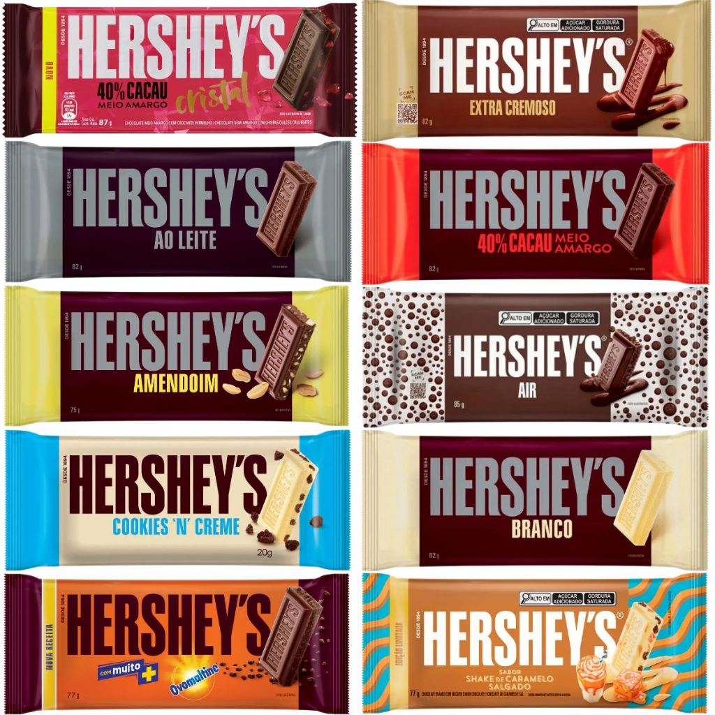Kit 05 Barras de Chocolate Hersheys sabores - Escolha o Seu | Shopee Brasil