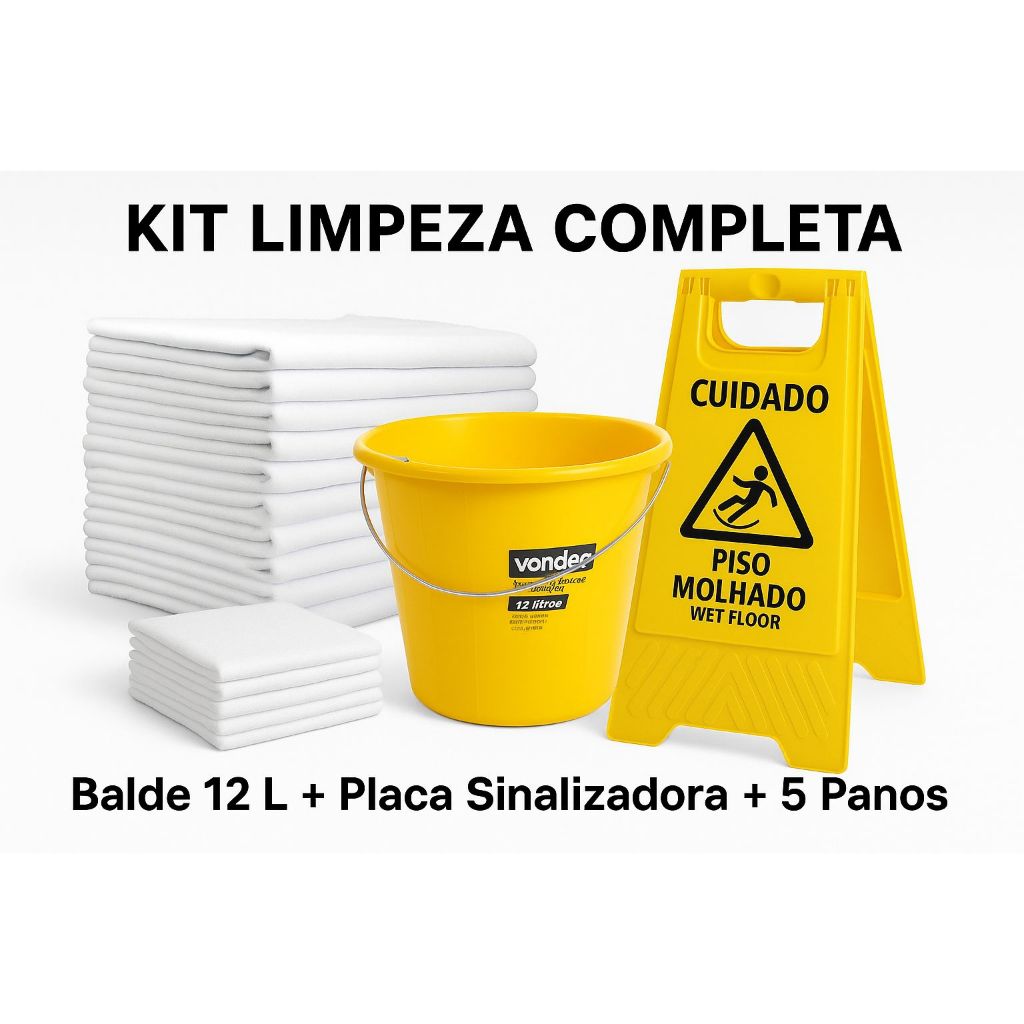 Conjunto Limpeza para Empresas, Balde 12 litros Reforçado + 1 placa ...