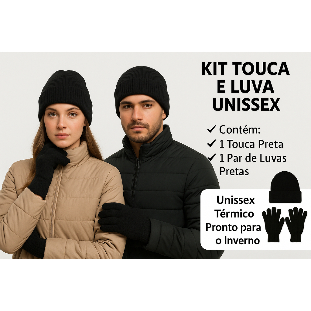 Kit Touca + Luva Unisex Adulto ForroToucas Frio Inverno Juvenil Tecido ...