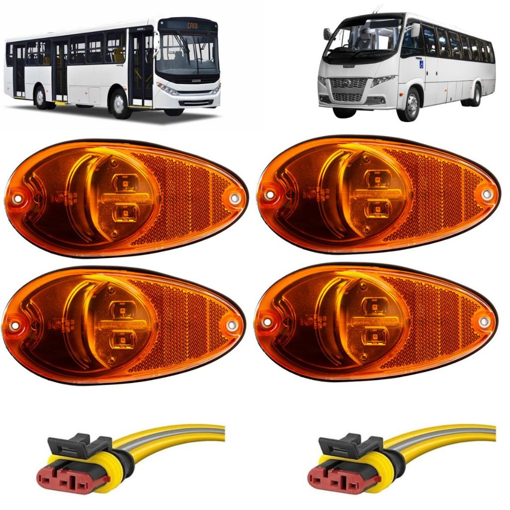 Kit 4 Lanterna Seta Lateral Ônibus Micro Onibus Volare V8 W8 Caio Apache Vip Neobus Thande Comil ...