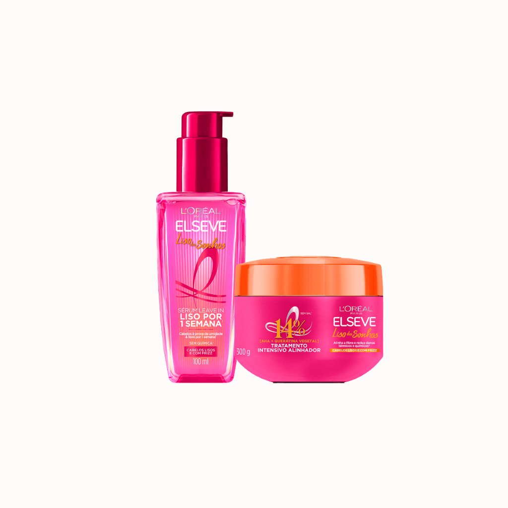 Kit Elseve Liso dos Sonhos Creme de Tratamento 300g + Sérum 100ml ...