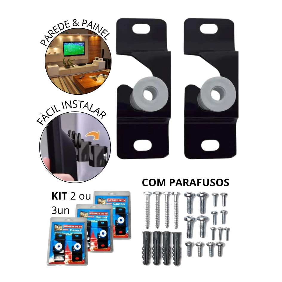 Suporte para TV 32 43 50 Polegadas Parede ou Painel com Parafusos ...