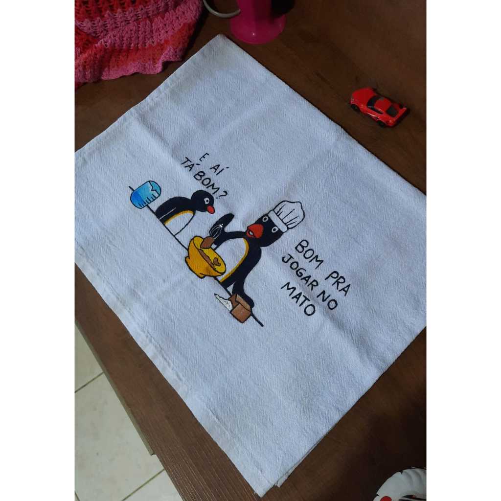 Pano de prato engraçado pingu meme frase | Shopee Brasil