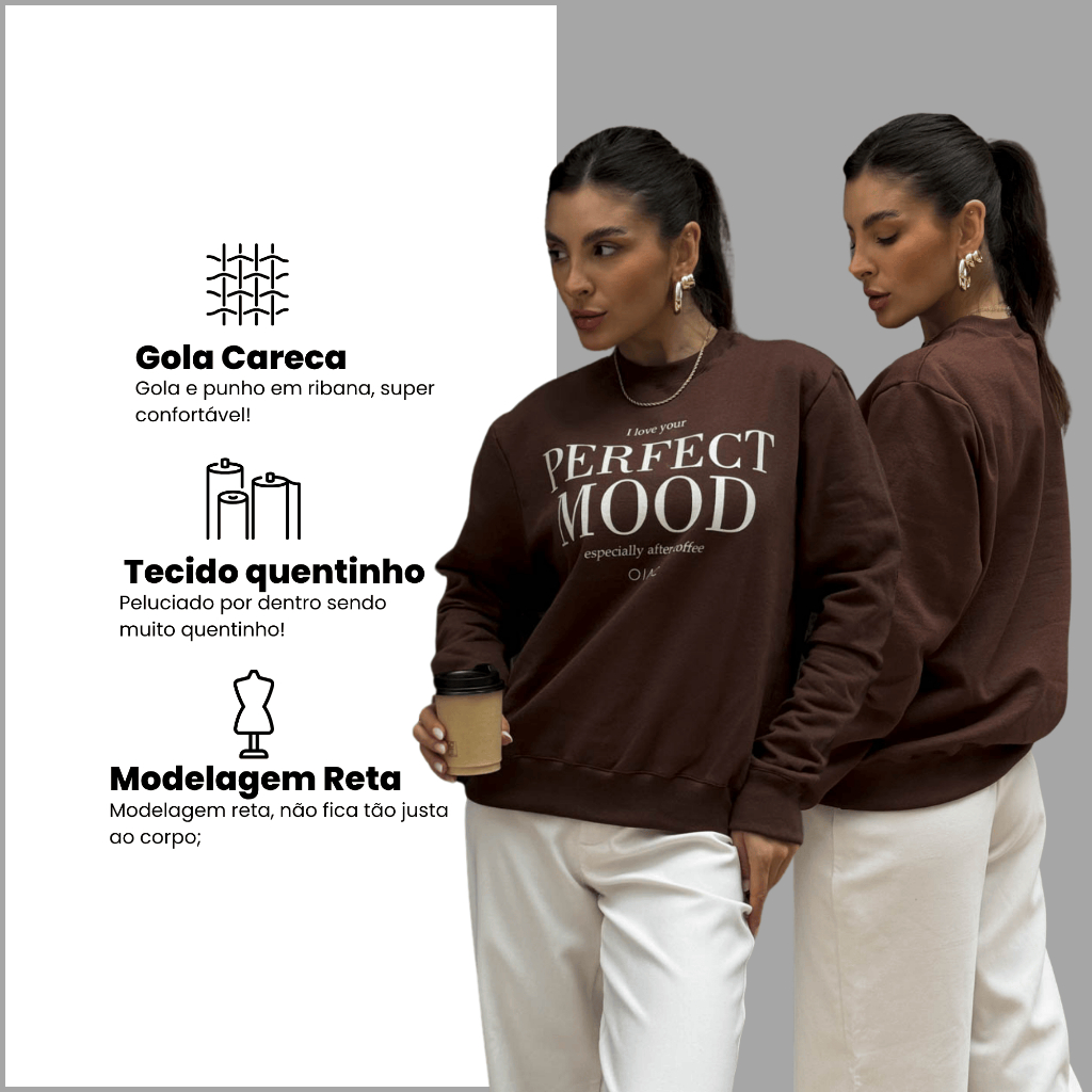 Blusa Moletom Feminina Sem Capuz Liso Quentinha ML001-C3 | Shopee Brasil