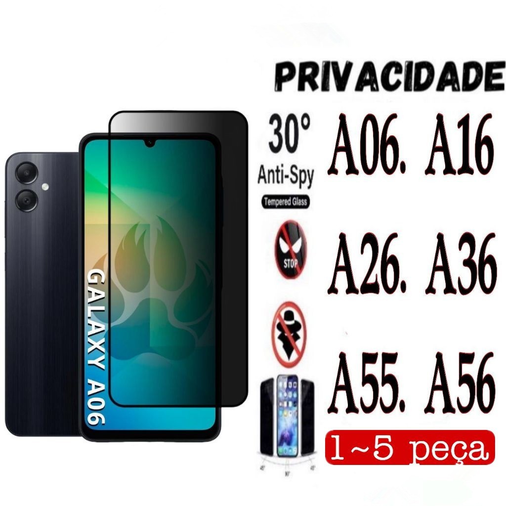 Película Privacidade 3D Anti Spy Samsung A06 A16 A26 A36 A55 A56 | Shopee Brasil