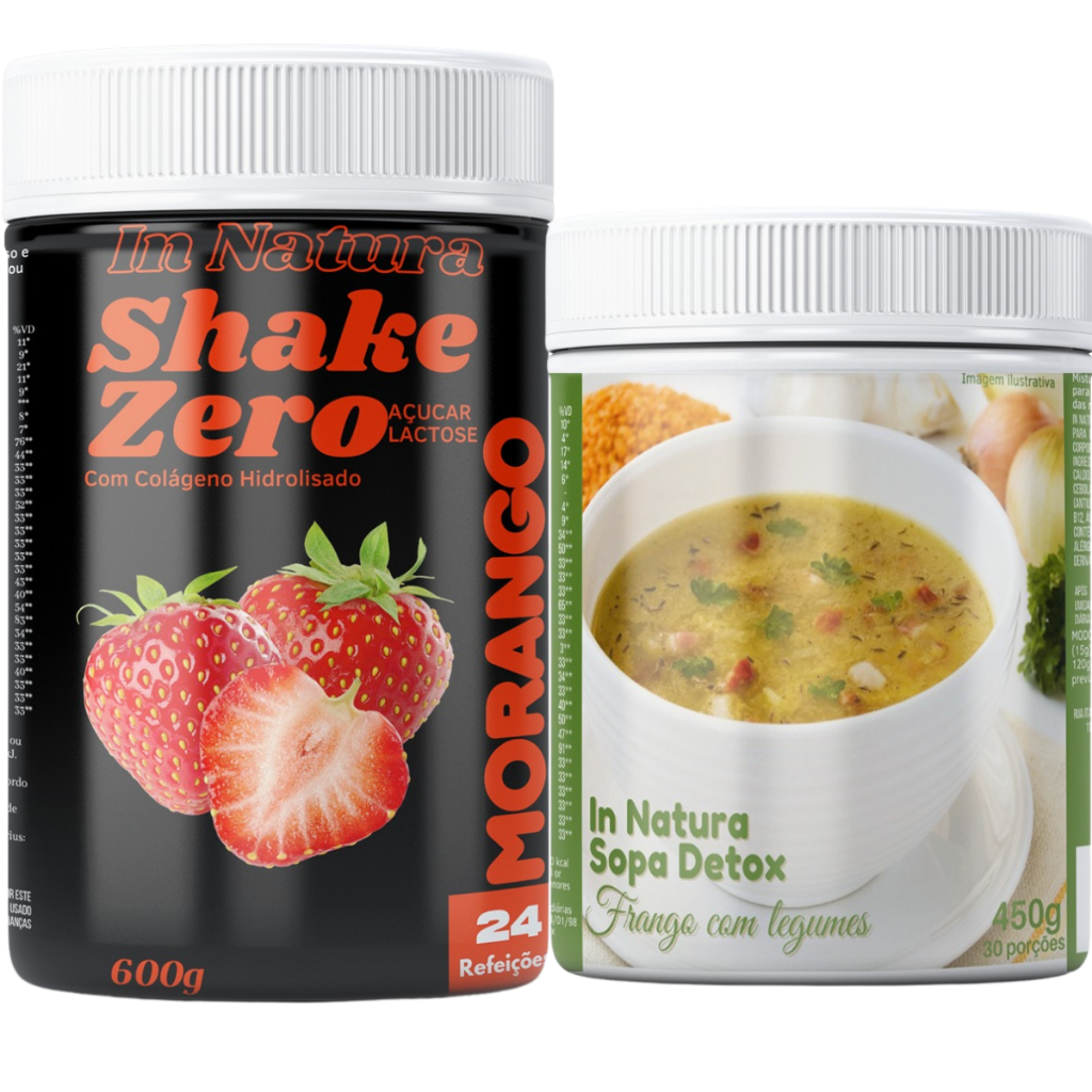 Shake Zero Morango 600g + Sopa Detox Frango com Legumes 450g | Shopee Brasil