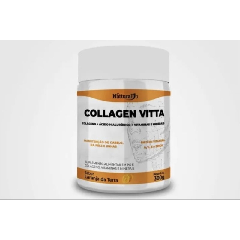 collagen vitta + acido hialurônico suplemento natural 300g sabor ...