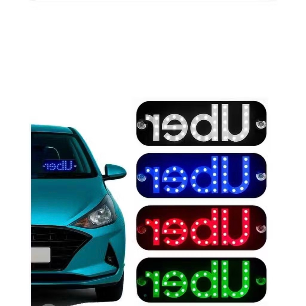 Placa Led para Motorista Aplicativo Letreiro Luminoso para Vidro Para ...